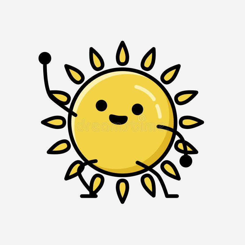 Cute Yellow Sun Mascot Vector Character in Flat Design Style Stock ...