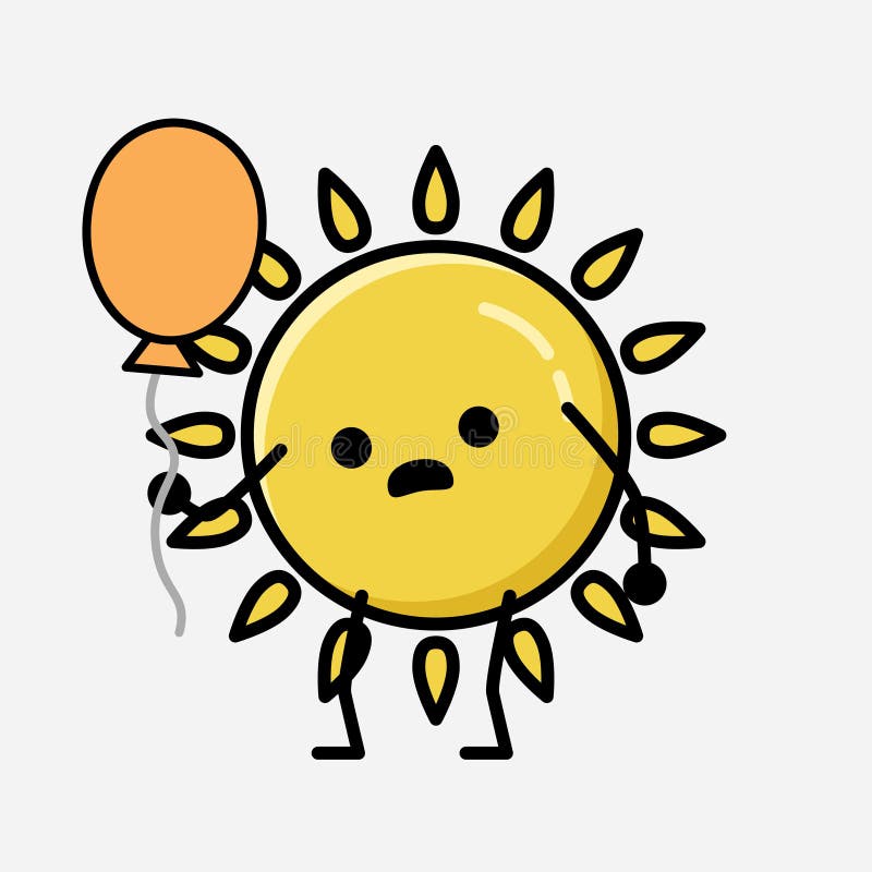 Cute Yellow Sun Mascot Vector Character in Flat Design Style Stock ...