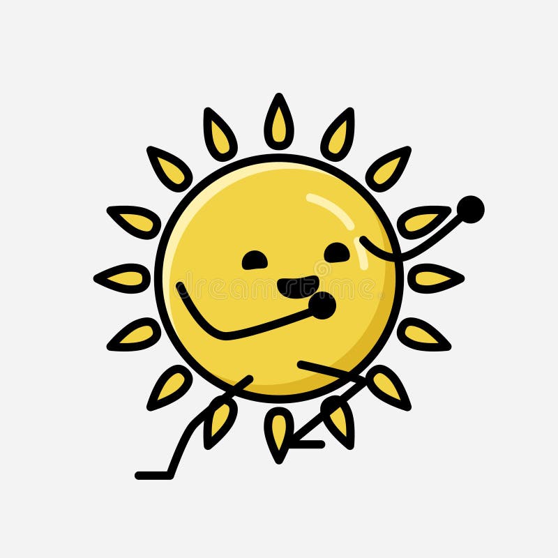 Cute Yellow Sun Mascot Vector Character in Flat Design Style Stock ...