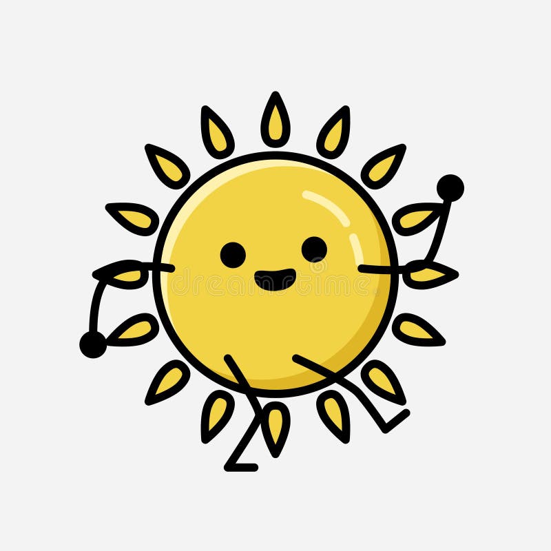 Cute Yellow Sun Mascot Vector Character in Flat Design Style Stock ...