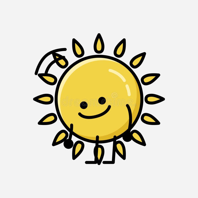 Cute Yellow Sun Mascot Vector Character in Flat Design Style Stock ...
