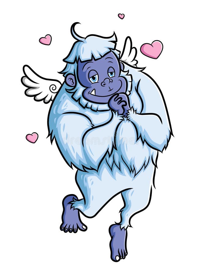 The Cute Yeti is Feeling Love and Flying Stock Vector - Illustration of ...
