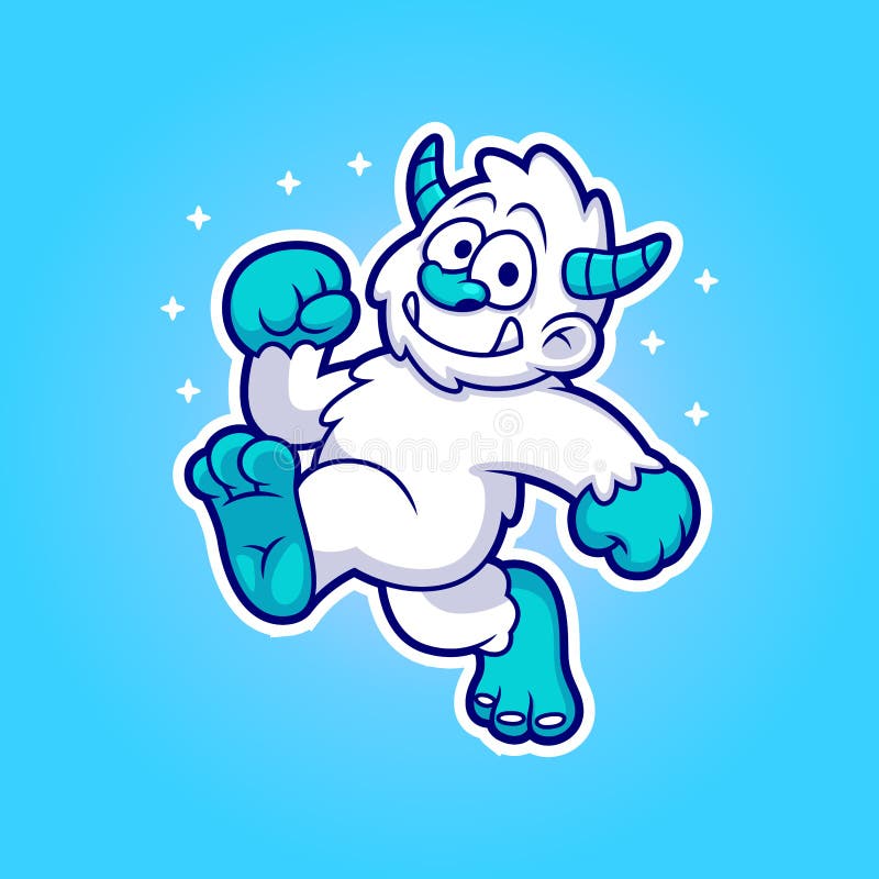 Cute Yeti with Funny Pose Cartoon Stock Vector - Illustration of winter ...