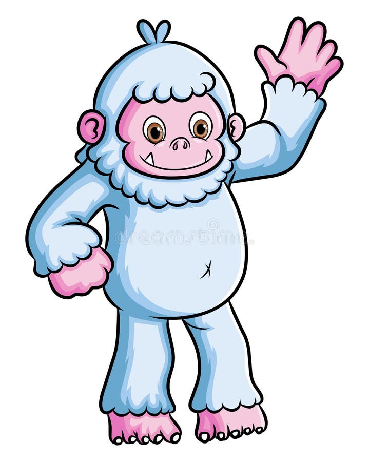 The Cute Yeti is Raising the Hand and Waving Stock Vector ...