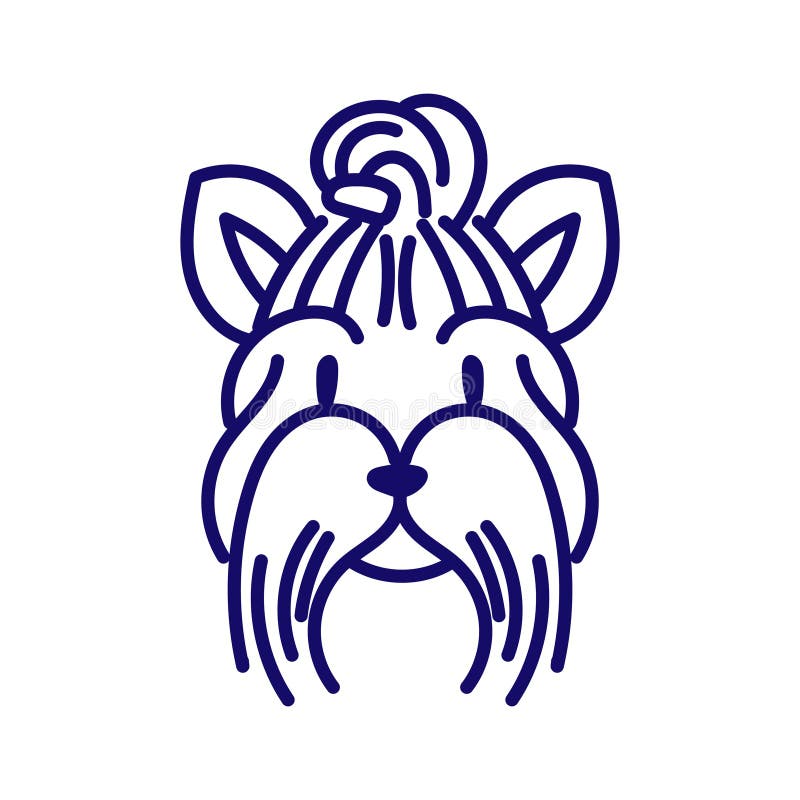 Cute Yorkshire Terrier Line Drawing Isolated on White Background Stock ...