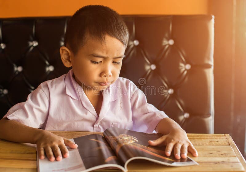 Cute Young Boy Doing Homework Stock Photo - Image of pencil, adorable ...
