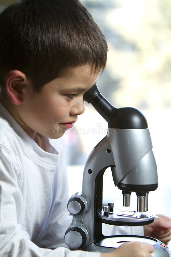 Baby with microscope. stock photo. Image of chemical, childhood - 4125630
