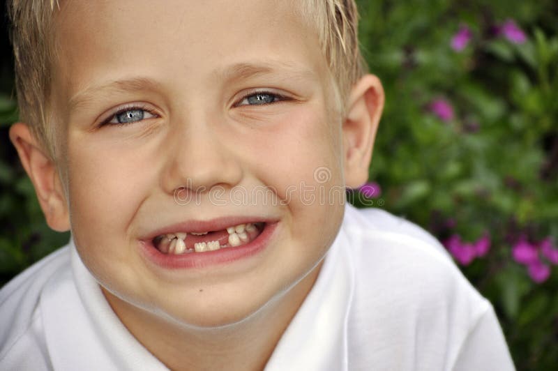 Cute Young Boy Showing His Teeth Stock Image - Image of close, smile ...