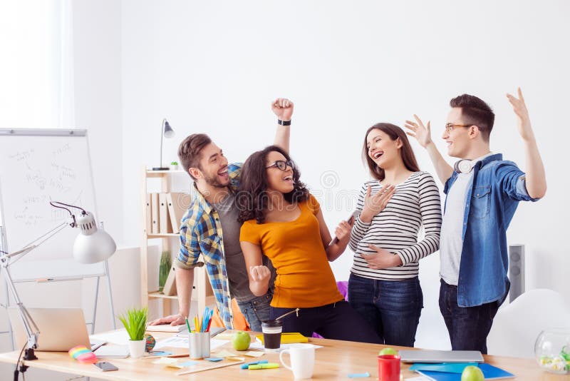 Cute Young Colleagues are Celebrating Their Success Stock Photo - Image ...