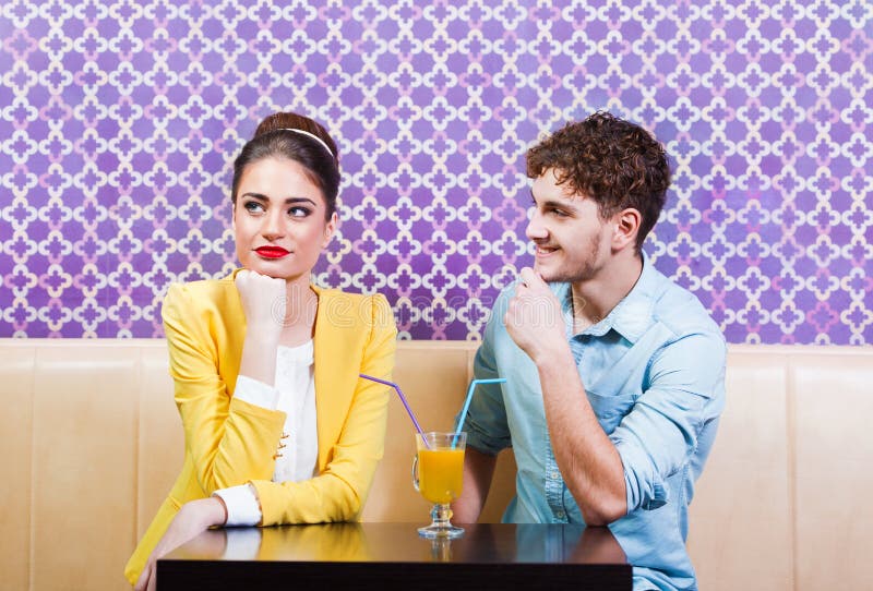 Cute Young Couple Sitting at the Table Stock Image - Image of couple ...
