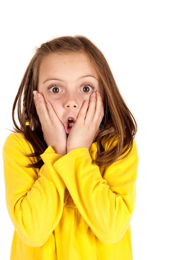Young Girl Yellow Cute Startled Expression Stock Photos - Free ...