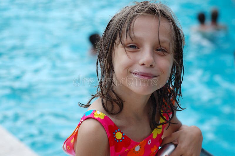 Cute Young Girl at Pool stock photo. Image of young, activity - 15471106