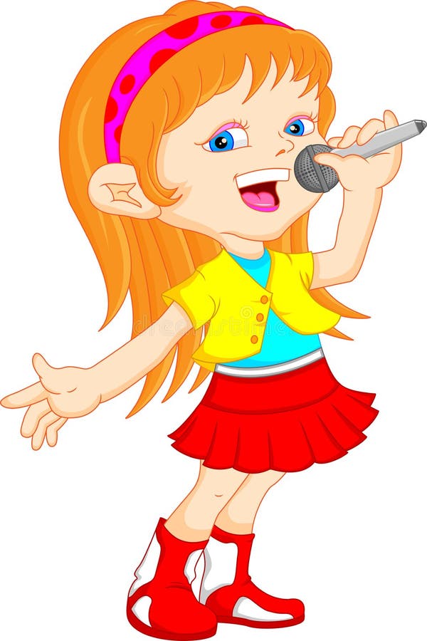 Girl Singer Cartoon How To Draw A Girl Singing With Microphone Step By