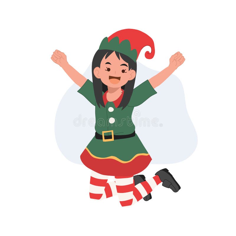 Cute Young Happy Christmas Elf Kid. Vector Illustration Stock Vector ...
