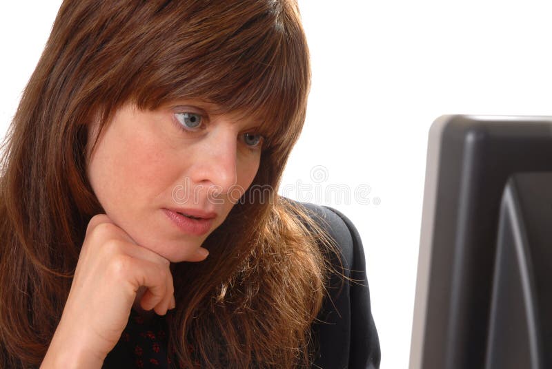 Cute Young Lady Computer User Stock Photo - Image of service ...