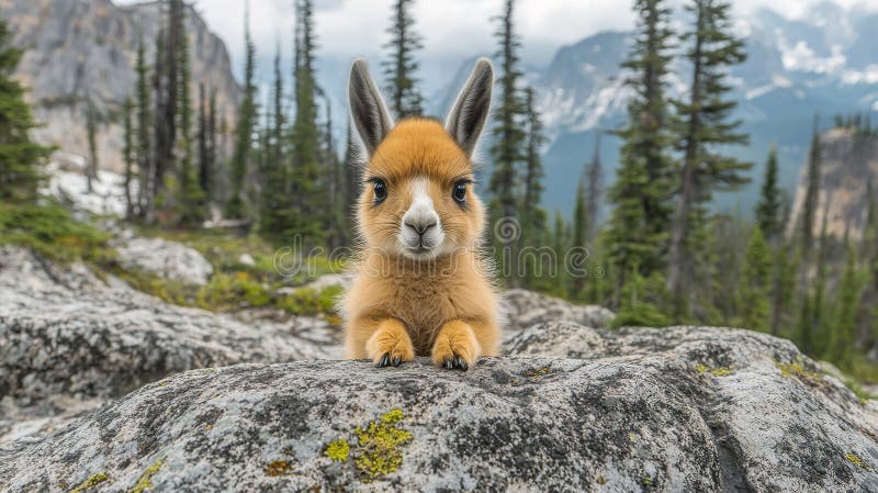 Cute Young Llama in Alpine Wilderness Stock Illustration - Illustration ...