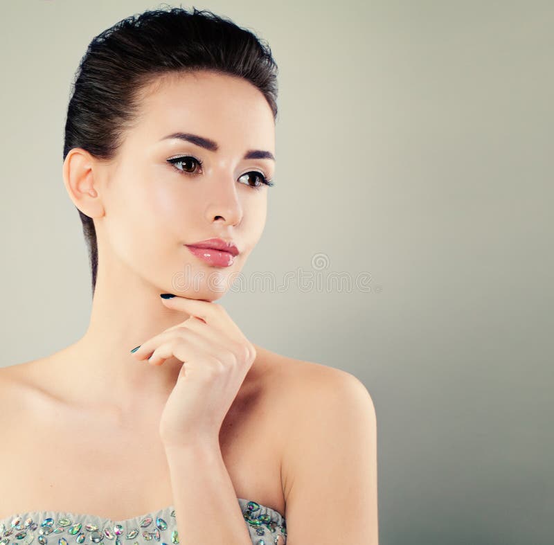 Cute Young Model Woman on Background Stock Image - Image of skin ...