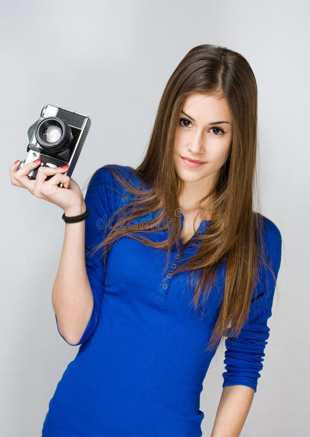 Cute young photographer stock image. Image of camera - 29331467