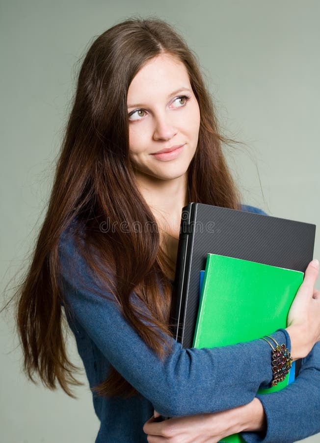 Cute young student girl. stock image. Image of holding - 24868177