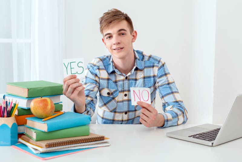 Cute Young Student Using Laptop Stock Photo - Image of nice, screen ...