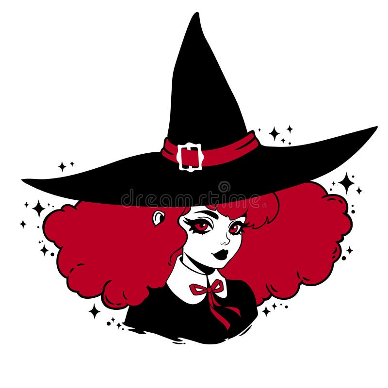 Cute Young Witch Wearing Typical Witch Hat Stock Vector - Illustration ...