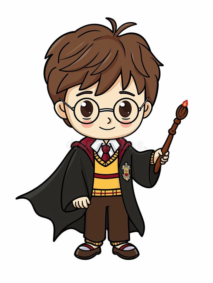 Cute Young Wizard Holding a Wand, Ready for Magical Adventures. Stock ...