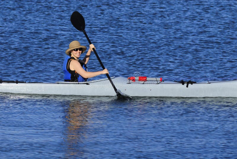 Cute Young Woman Kayaking in California Stock Image - Image of healthy ...