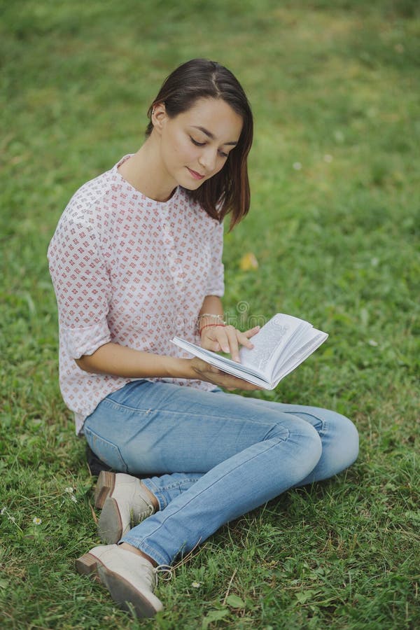 Cute Young Woman Reading the Book Stock Image - Image of female ...