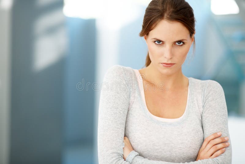 Cute Young Woman Staring at You in Anger Stock Image - Image of ...