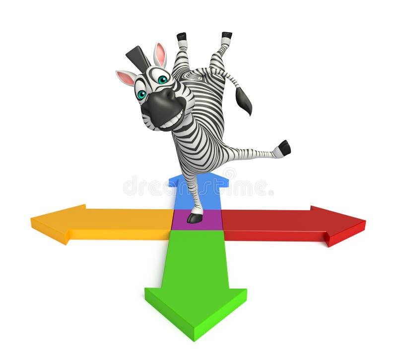 Cute Zebra Cartoon Character with Arrow Way Stock Illustration ...