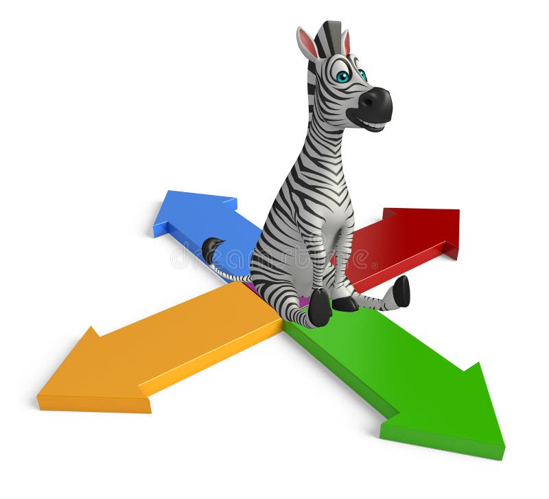 Cute Zebra Cartoon Character with Arrow Way Stock Illustration ...