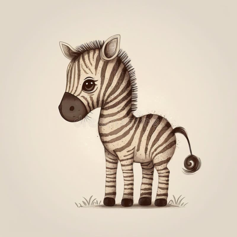 Cute Zebra Hand Drawn by Kid (generative AI) Stock Illustration ...