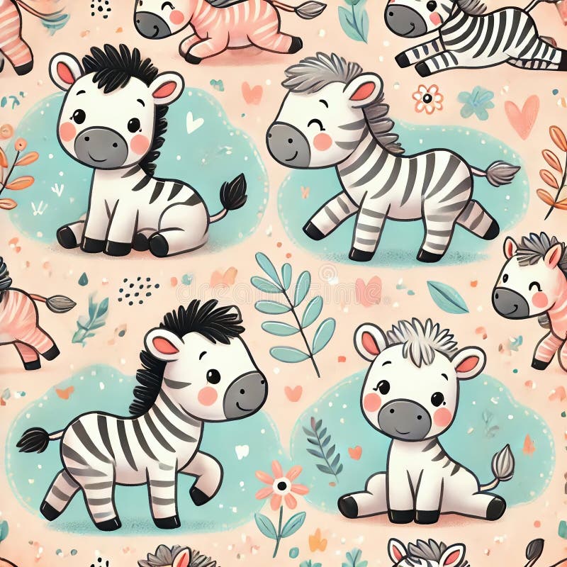 Cute Zebra Pattern stock illustration. Illustration of seamless - 356053461