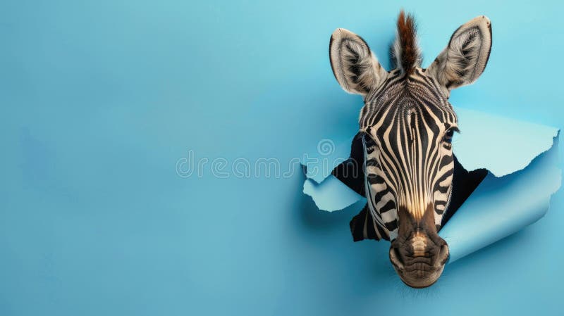 Cute Zebra Peeking through a Hole Stock Illustration - Illustration of ...