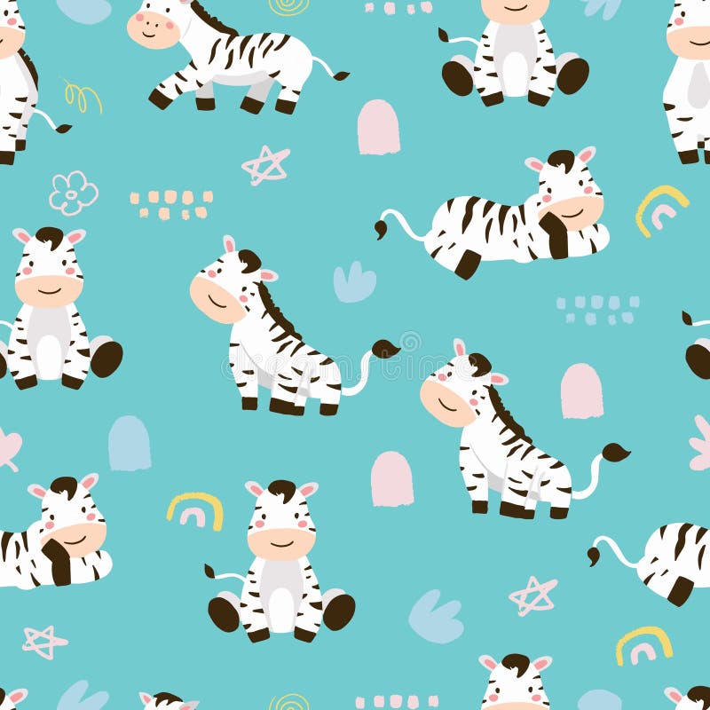 Cute Zebra Seamless Pattern for Tile,fabric Kid Design Stock Vector ...