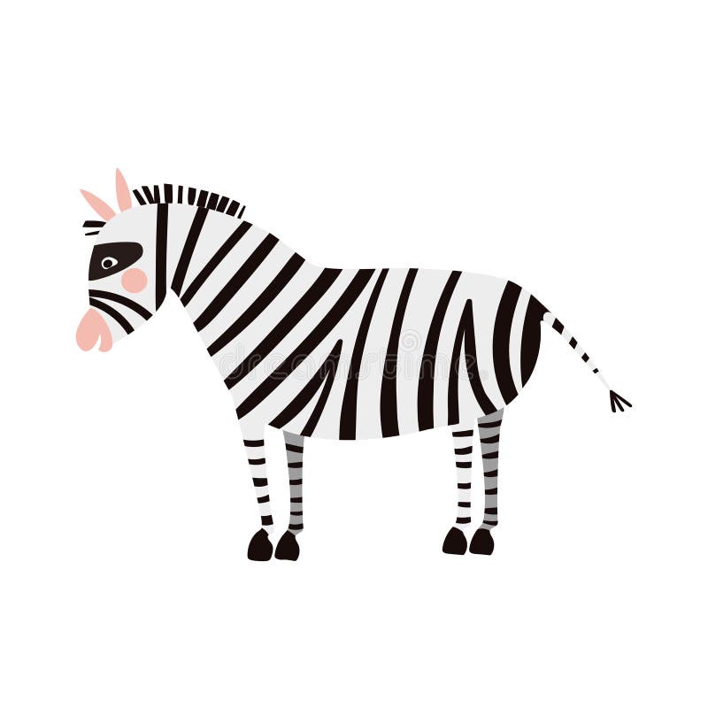 Cute Zebra in Simple Hand Drawn Style. Zebra Isolated on a White ...