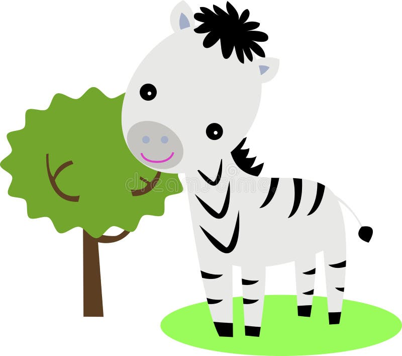 Cute zebra and tree stock vector. Illustration of funny - 48730786