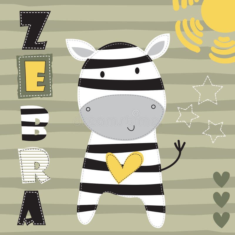 Cute Zebra Vector Illustration Stock Vector - Illustration of adorable ...