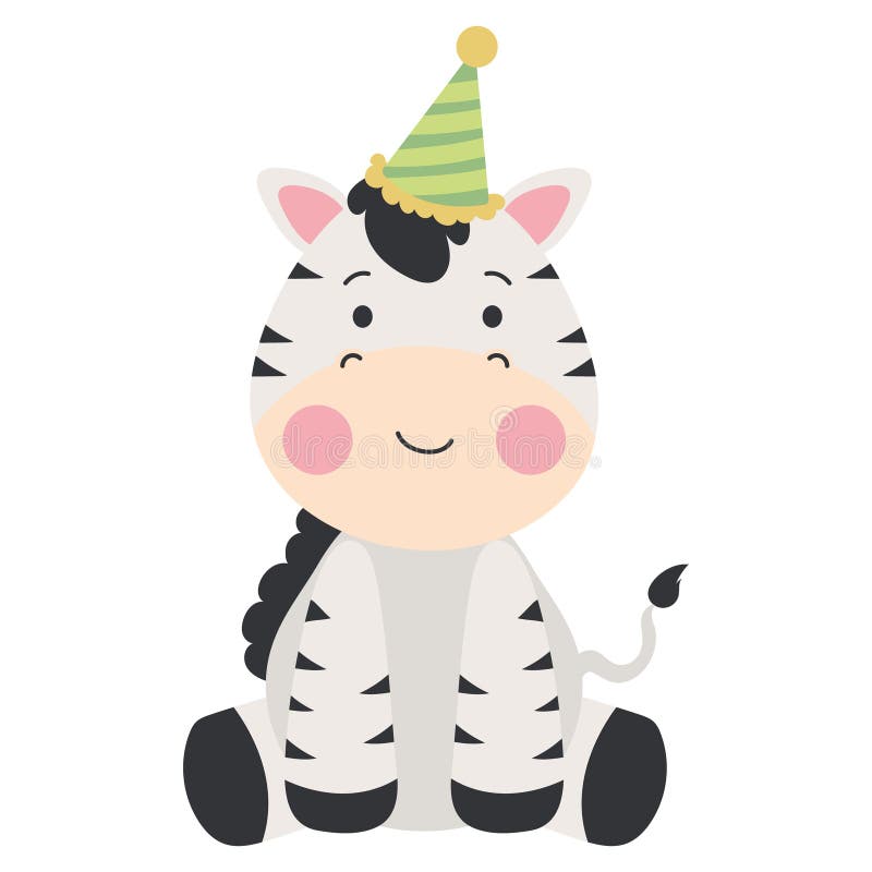 Zebra with party hat stock vector. Illustration of wild - 357767302