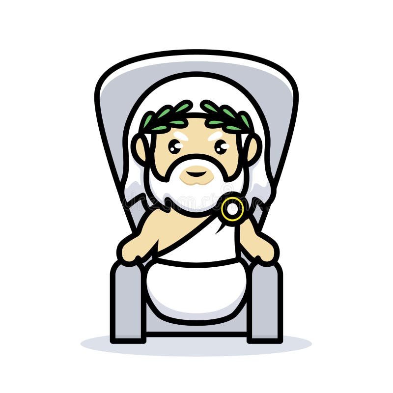 Cute Zeus God of Thunder Mascot Design Stock Illustration ...