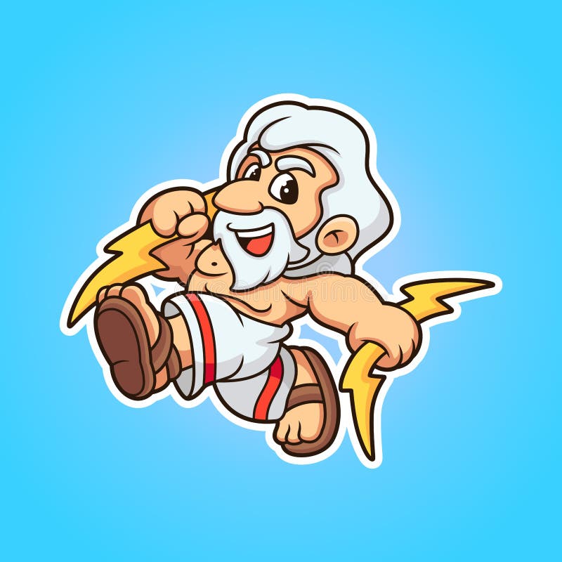 Cute Zeus Holding Lighting Bolt Cartoon Stock Vector - Illustration of ...