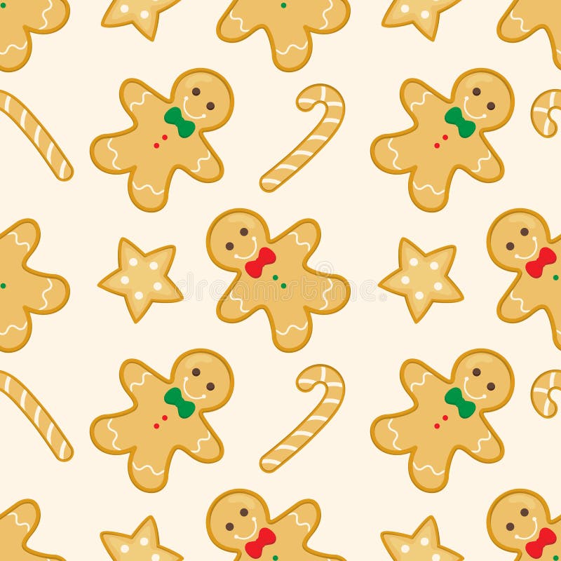 Cute Gingerbread Girl Cookie for Christmas, Doodle Style Flat Vector ...