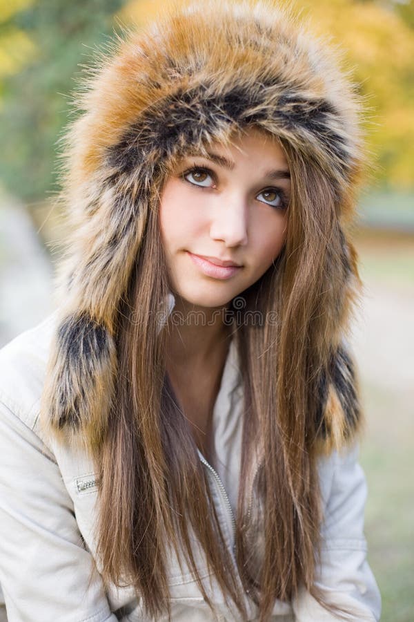Cuteness in fur hat. stock photo. Image of closeup, colorful - 22348962