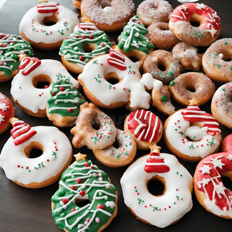 The Cutest Christmas Donuts - 1 Stock Illustration - Illustration of ...