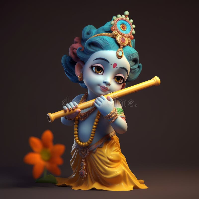Cutest 3d Image of Little Krishna Generative AI Stock Illustration ...