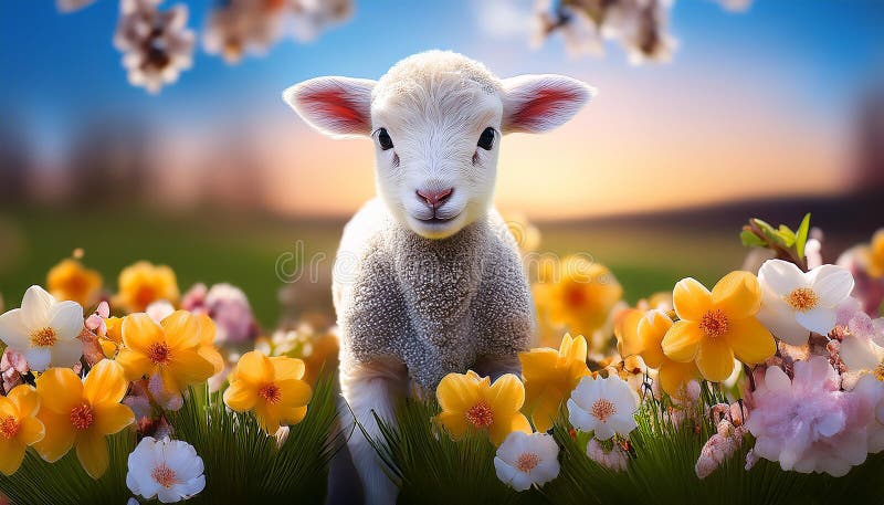 Cutest Easter Spring Lamb in Flowers. Cute Adorable Cutest Easter ...