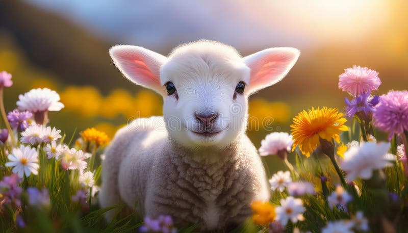 Cutest Easter Spring Lamb in Flowers. Cute Adorable Cutest Easter ...