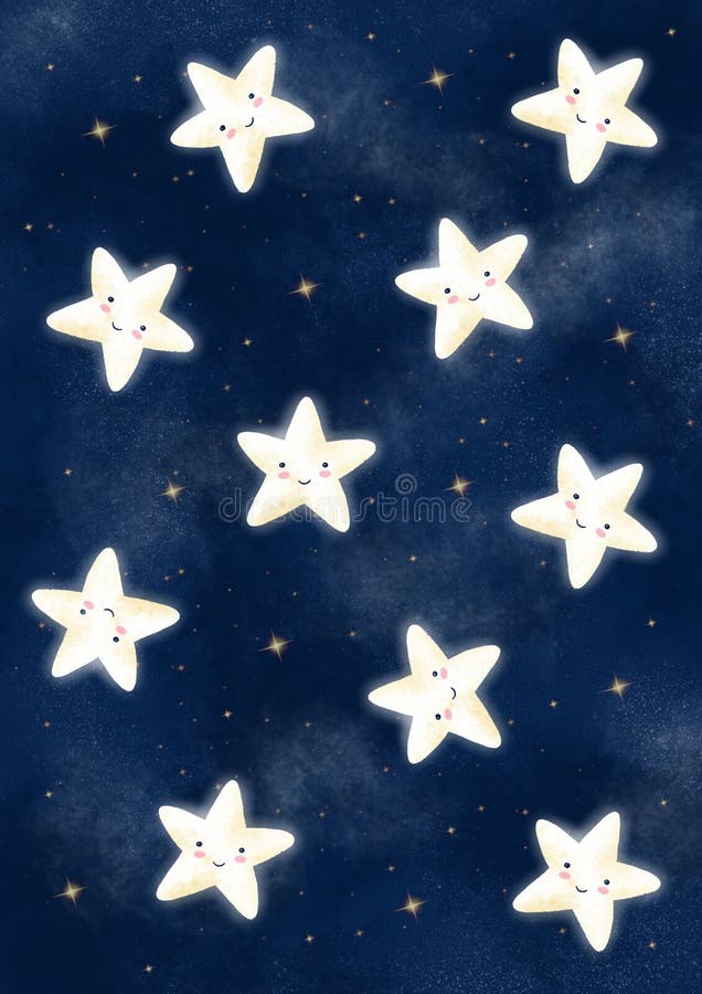 Cutest Shiny stars pattern stock illustration. Illustration of blue ...