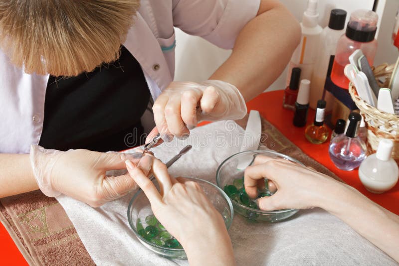 Cuticles Cutting in Progress Stock Photo - Image of fingernail ...