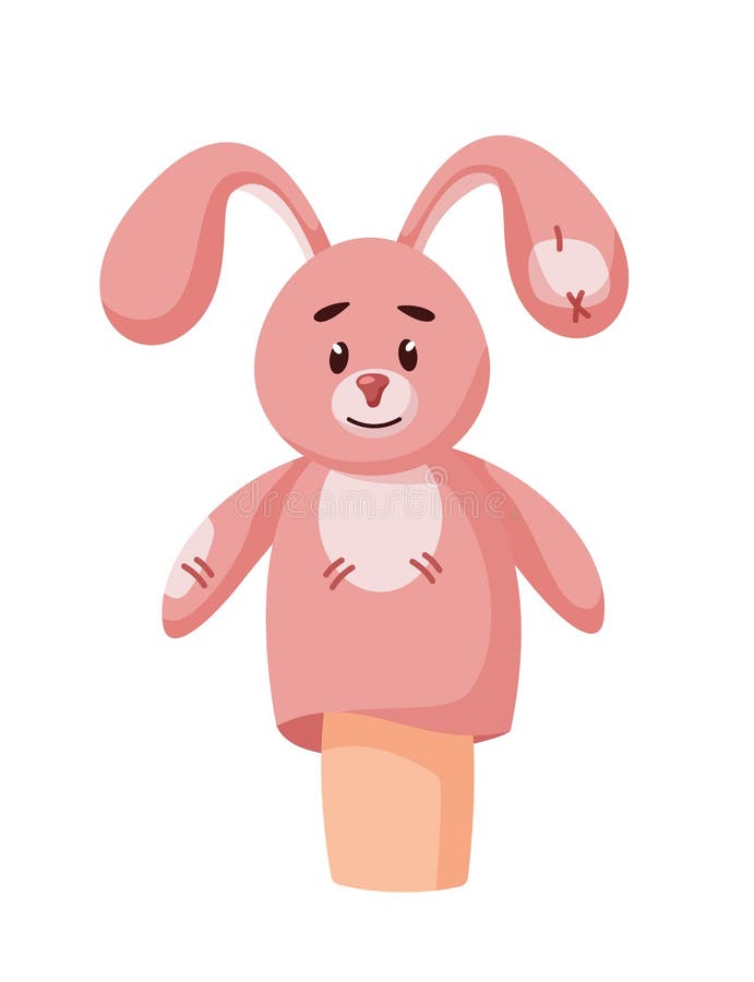 Cutie Bunny Rabbit Hand Puppet Isolated on White Stock Vector ...